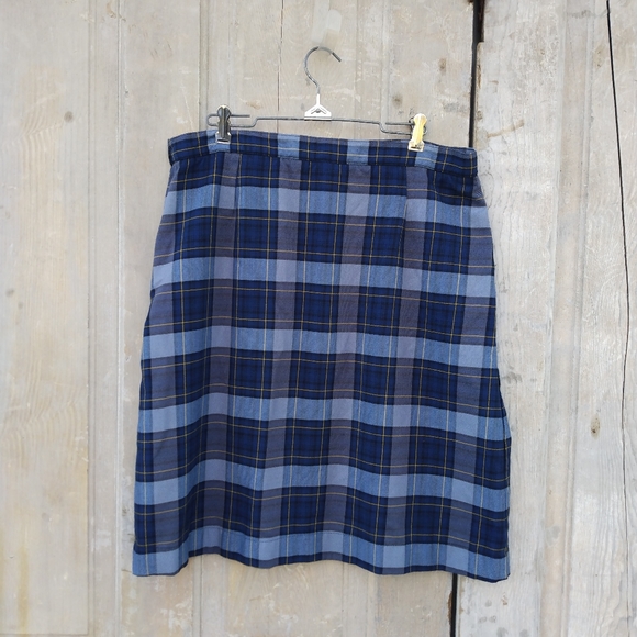 Lands' End | Skirts | Blue Plaid Skirt | Poshmark